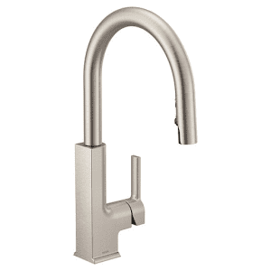MOEN - 90 DEGREE ONE-HANDLE HIGH ARC PULLOUT KITCHEN FAUCET - Amati Canada